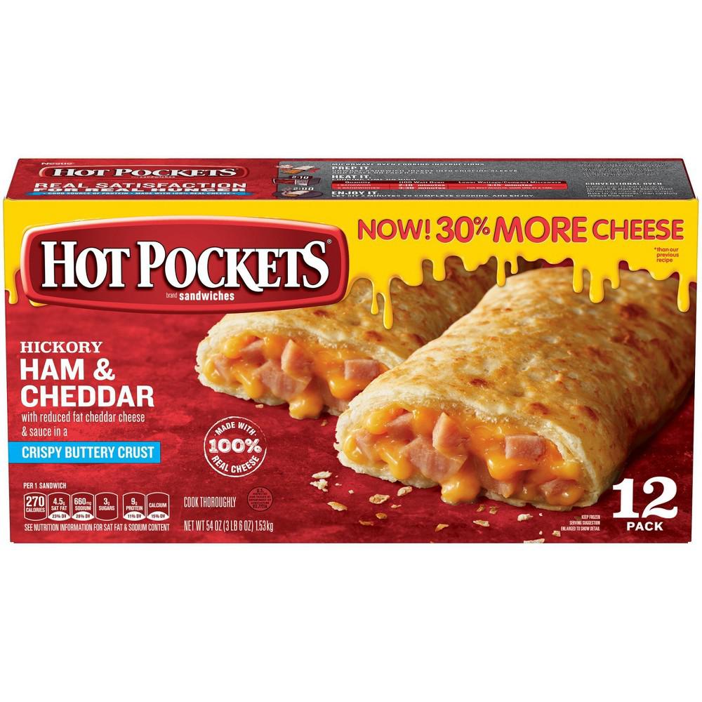Hot Pockets Frozen Snack Hickory Ham Cheddar Crispy Buttery Crust ...